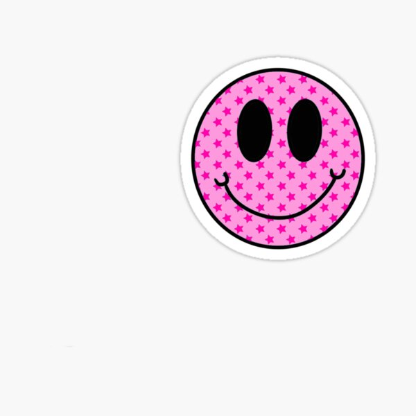 "Pink smiley face" Sticker for Sale by artxlizzie | Redbubble