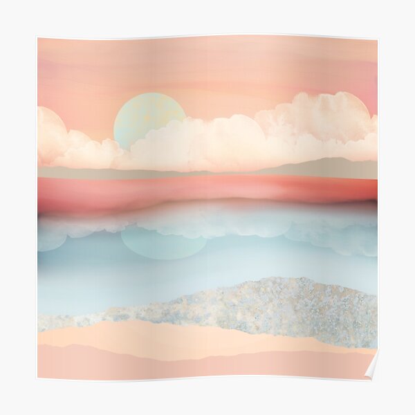 "Mint Moon Beach" Poster for Sale by spacefrogdesign | Redbubble