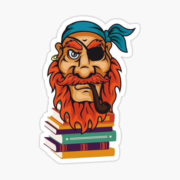 "Book Pirates, Aye, Aye, Mateys!" Sticker for Sale by tmdaliggr | Redbubble