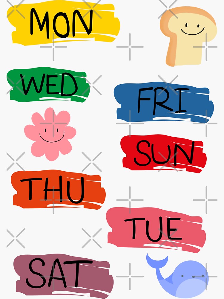 "Days of the week pack" Sticker for Sale by JHung2020 | Redbubble