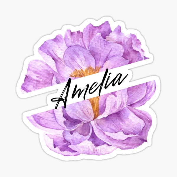 "Amelia personalized name in purple flower for birthday gift" Sticker ...