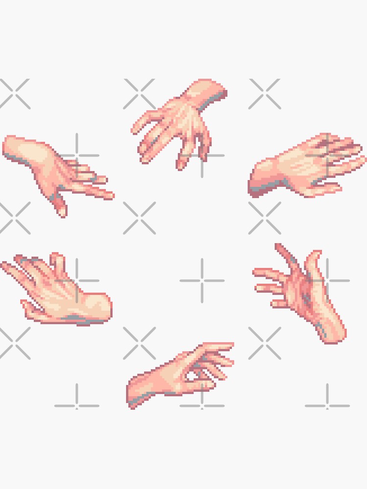 "Pixel Hands Set" Sticker for Sale by TofuPixel | Redbubble