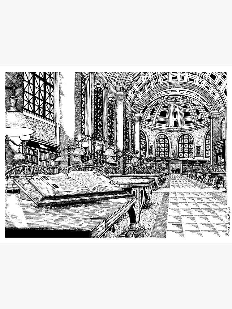 "Boston Public Library-Bates Hall Drawing" Art Print by cplunkett ...