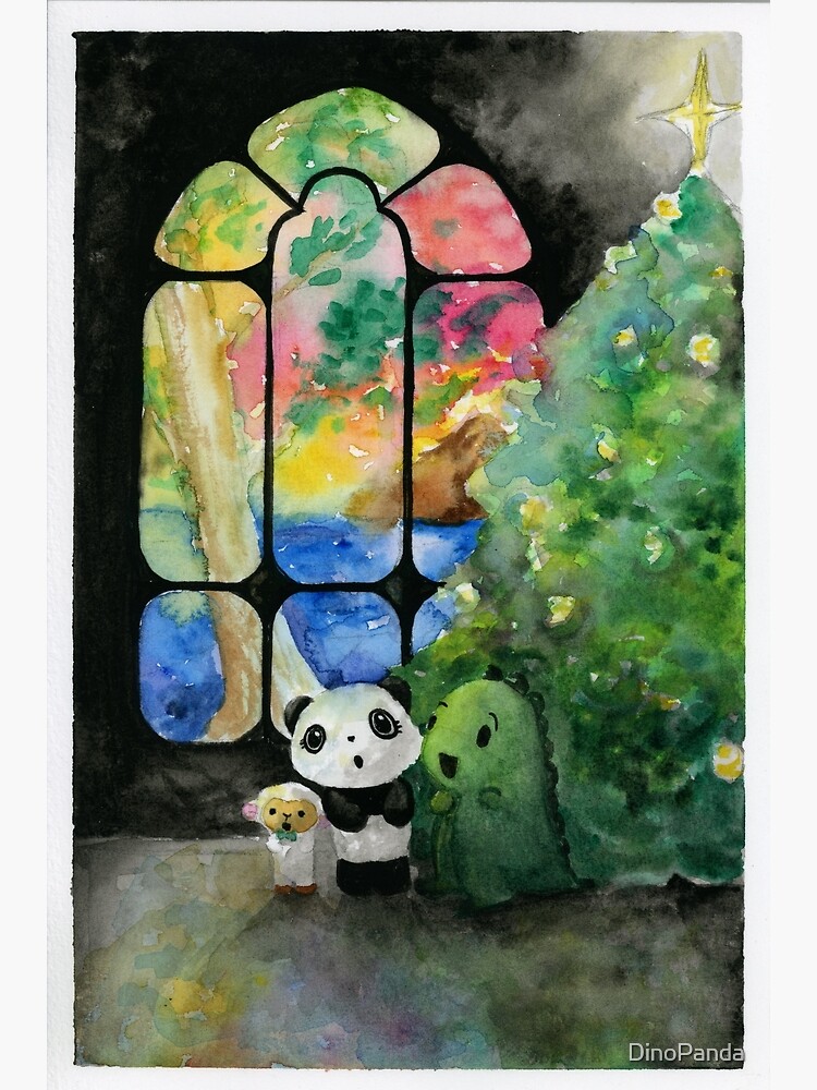 "Dino & Panda Watercolour Painting: Singing Christmas Carols by Stained ...