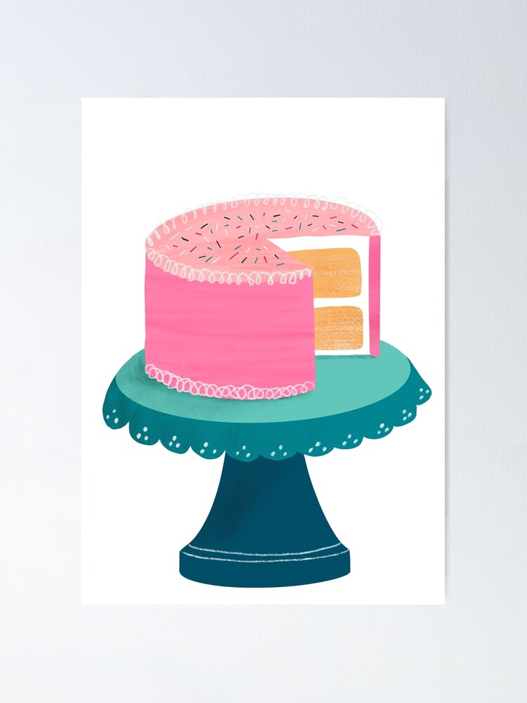 "Pink Birthday Cake" Poster for Sale by Jlabre | Redbubble