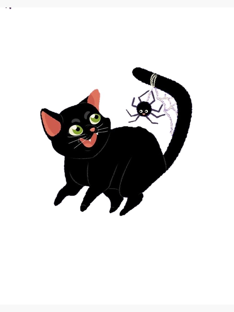 "Cute Scary Black Cat halloween with spider horror" Poster for Sale by ...