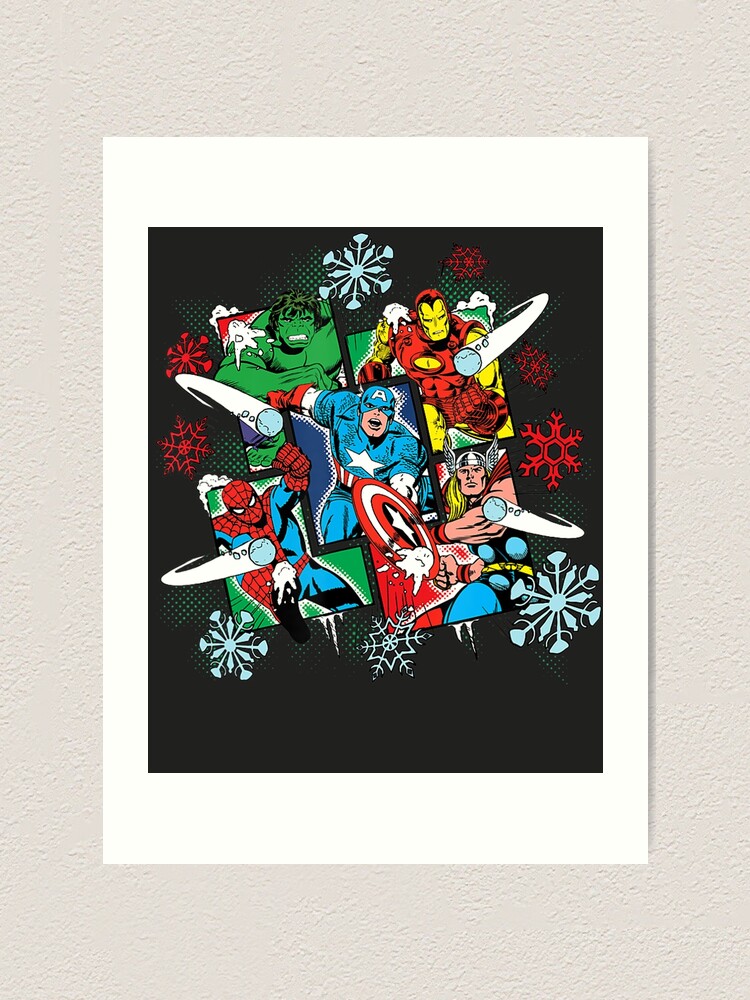 "Marvel Super Heroes in Action Holiday New" Art Print for Sale by ...