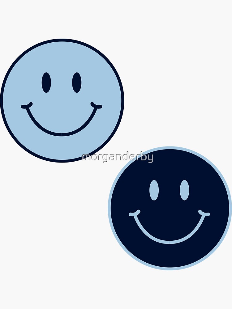 "2 Inverted Blue Smileys" Sticker for Sale by morganderby | Redbubble