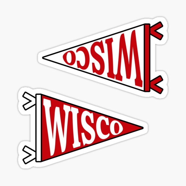 "set of uw madison Wisconsin pennant red white text wisco" Sticker for ...