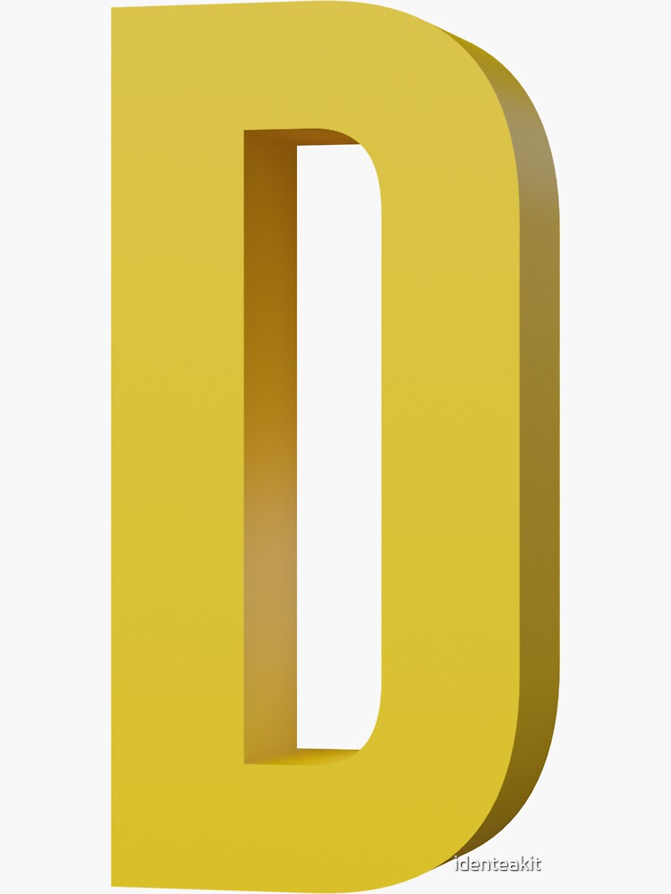"Yellow 3D Letter D" Sticker for Sale by identeakit | Redbubble