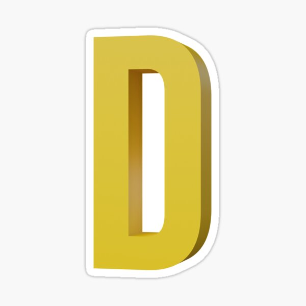 "Yellow 3D Letter D" Sticker for Sale by identeakit | Redbubble