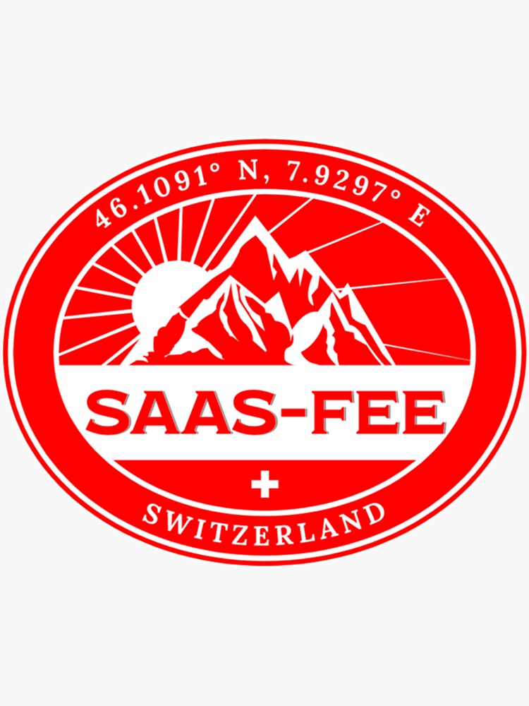 "Saas-Fee, Switzerland. Outdoor Seal with Coordinates _amp_ Swiss Flag ...