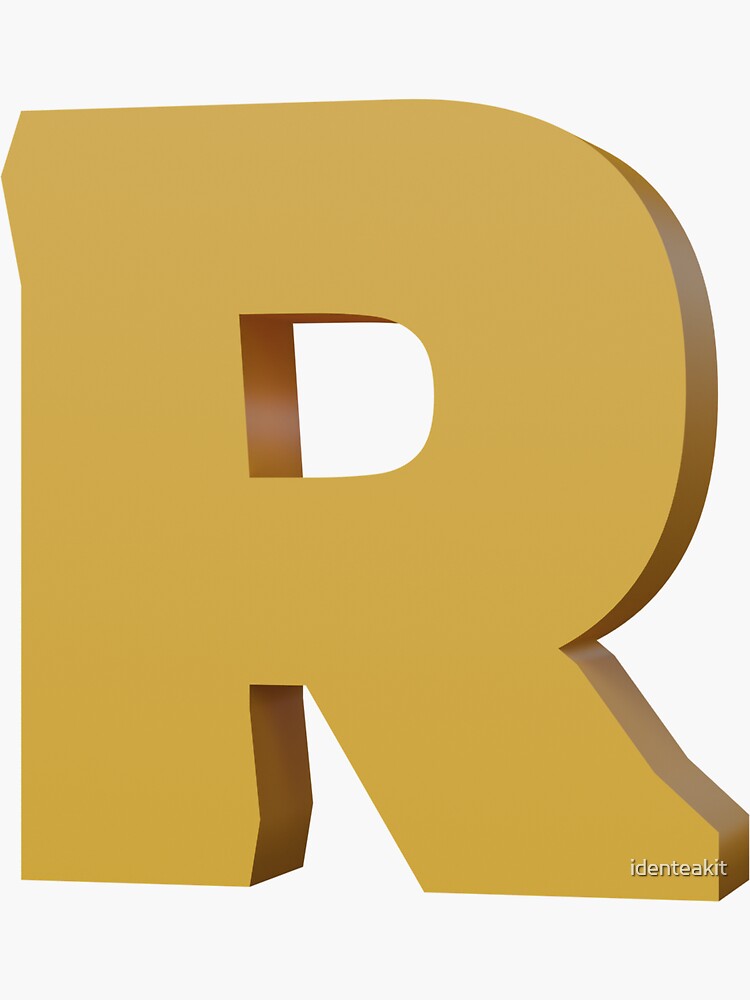 "Mustard Coloured 3D Letter R" Sticker for Sale by identeakit | Redbubble
