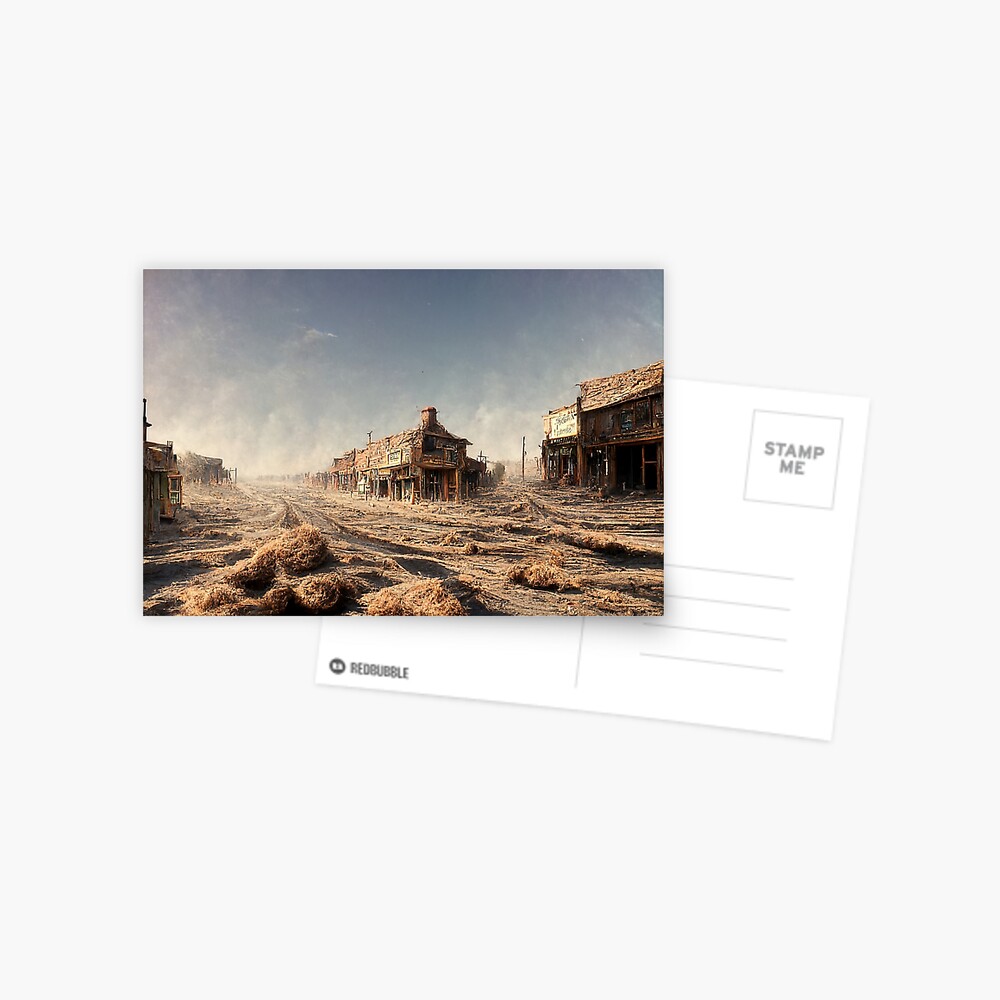 "AI Art Gallery™ - Deserted Town: Wild West" Postcard for Sale by AI ...