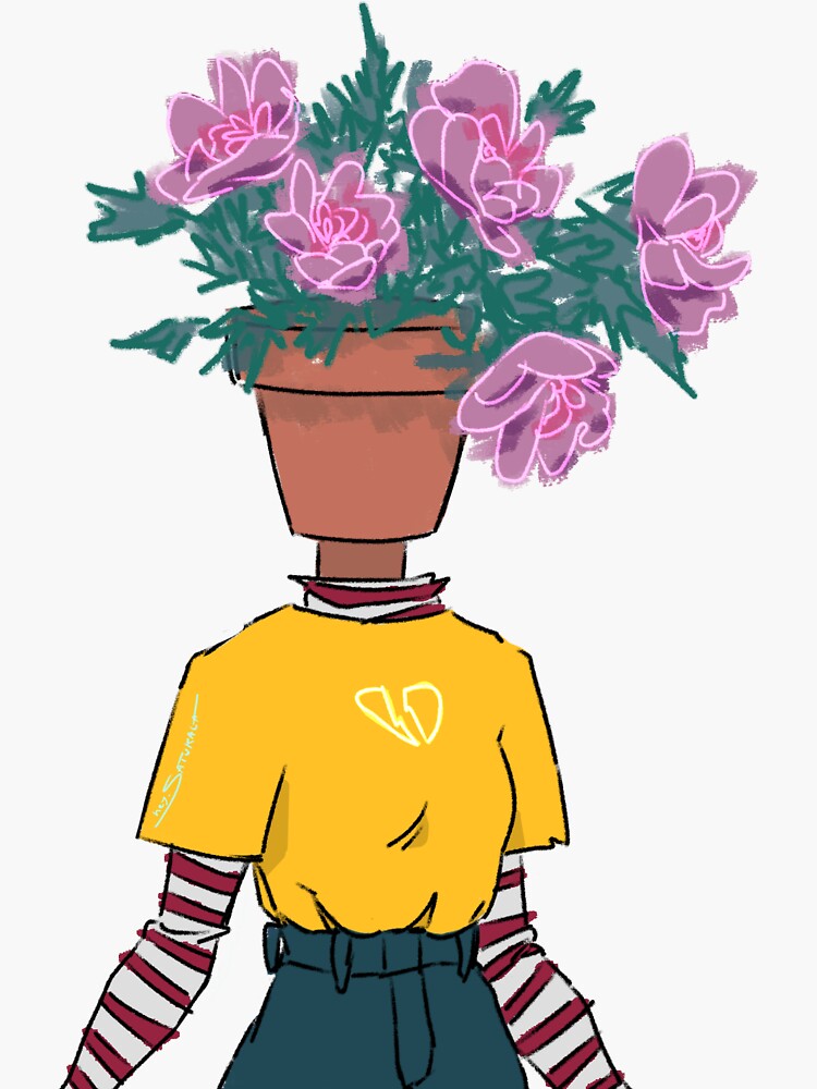 "Plant Head Punk Girl Transparent" Sticker for Sale by satukala | Redbubble