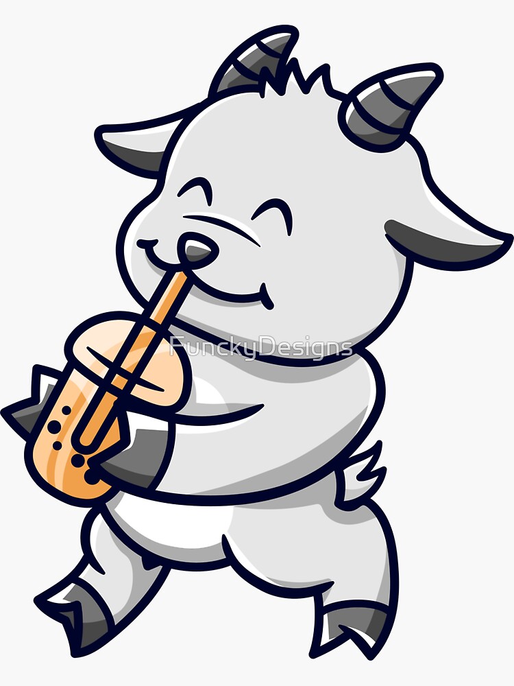 "Goat Enjoying Boba Bubble Tea" Sticker for Sale by FunckyDesigns ...