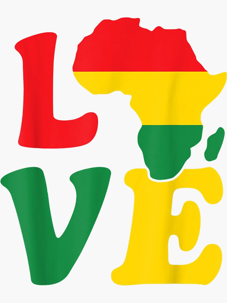 "Love Africa Flag Proud African Pride Map BHM Junenth" Sticker for Sale ...