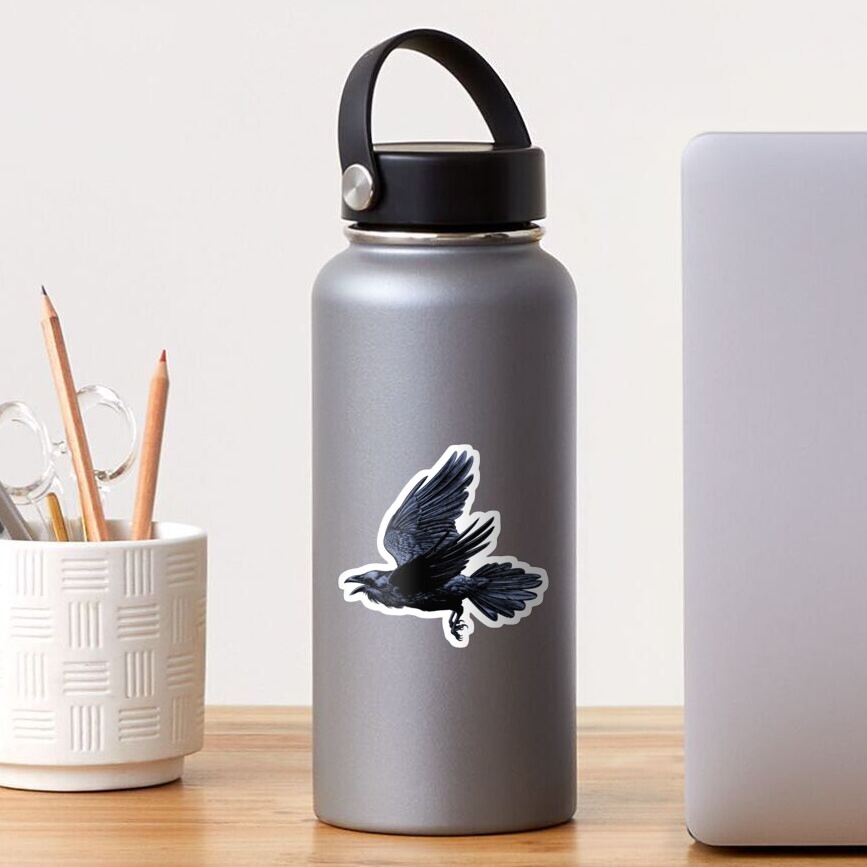 "Raven in Flight" Sticker for Sale by Hareguizer | Redbubble