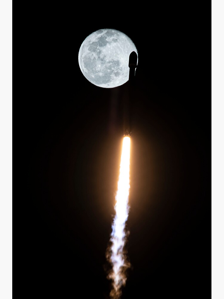 "SpaceX Falcon 9 and the Moon" Sticker for Sale by Star-Citizen | Redbubble
