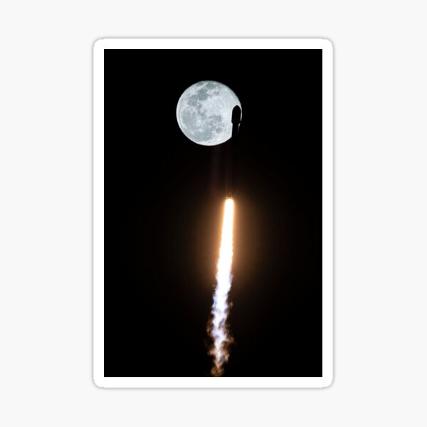 "SpaceX Falcon 9 and the Moon" Sticker for Sale by Star-Citizen | Redbubble