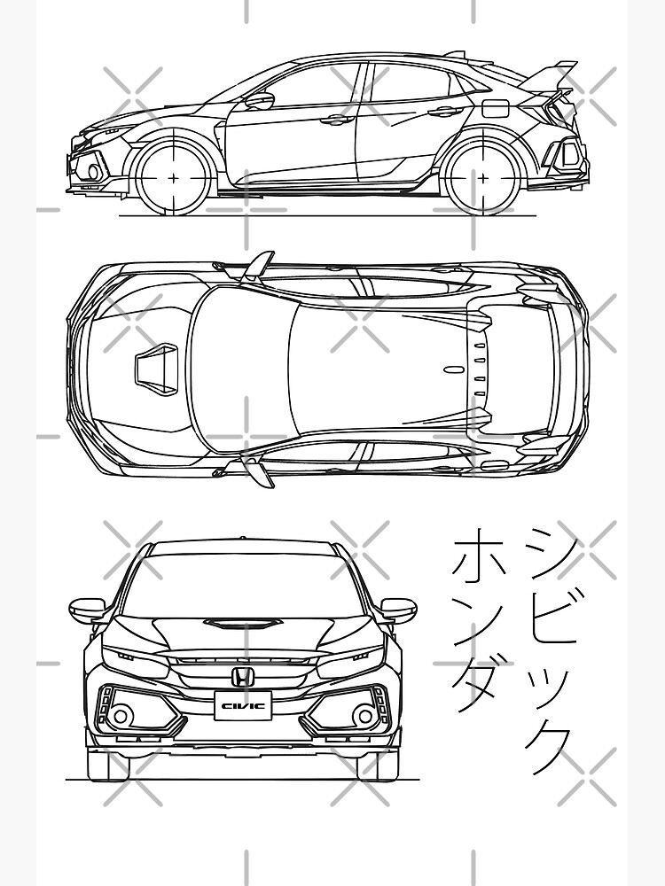 "Civic Type R Blueprint FK8" Poster for Sale by pampremachandra | Redbubble