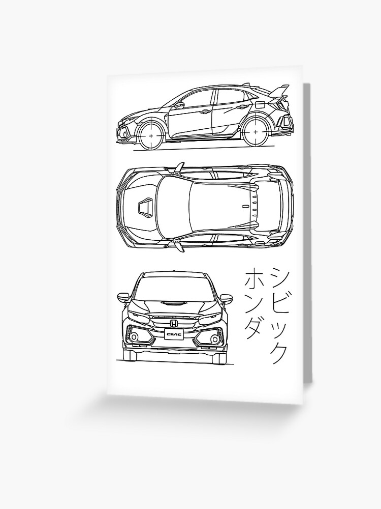 Tarjetas de felicitación for Sale con la obra «Plano del Civic Type R ...