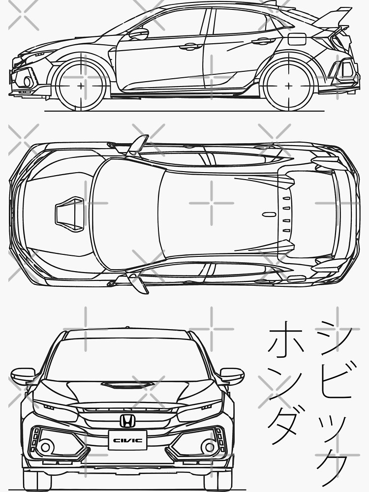 "Civic Type R Blueprint FK8" Sticker for Sale by pampremachandra ...