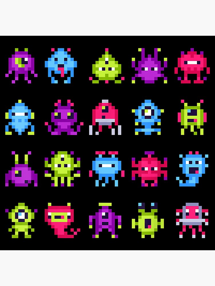 Póster «INVADERS I Love 80s Retro 8 Bit Pixel Space Monsters» de ...