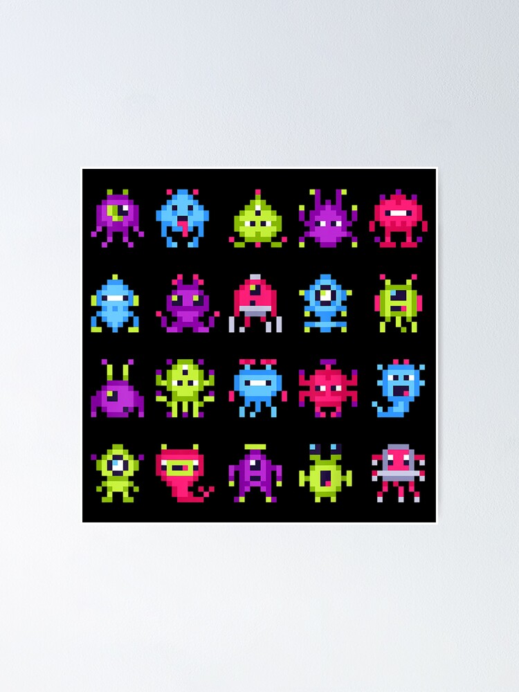 Póster «INVADERS I Love 80s Retro 8 Bit Pixel Space Monsters» de ...
