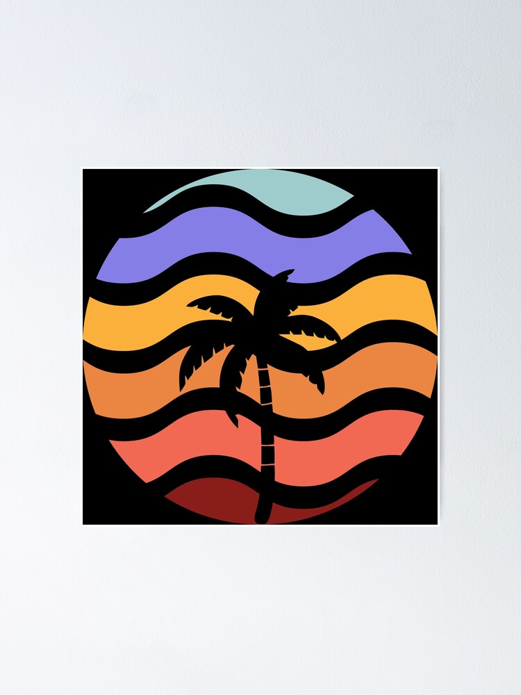 "Retro Wave Palm Tree Summer Sunset Beach Vintage" Poster for Sale by ...