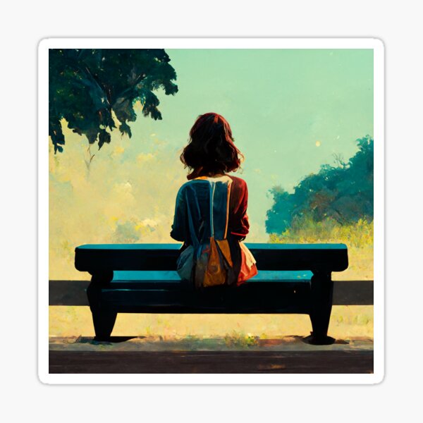 "A Lovely Girl On Bench" Sticker for Sale by evrendrmz | Redbubble