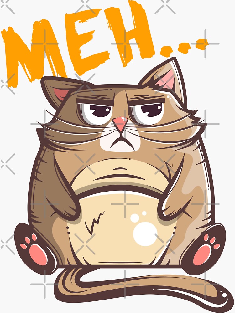 "Kawaii cat meh" Sticker for Sale by kawaiiplaze | Redbubble