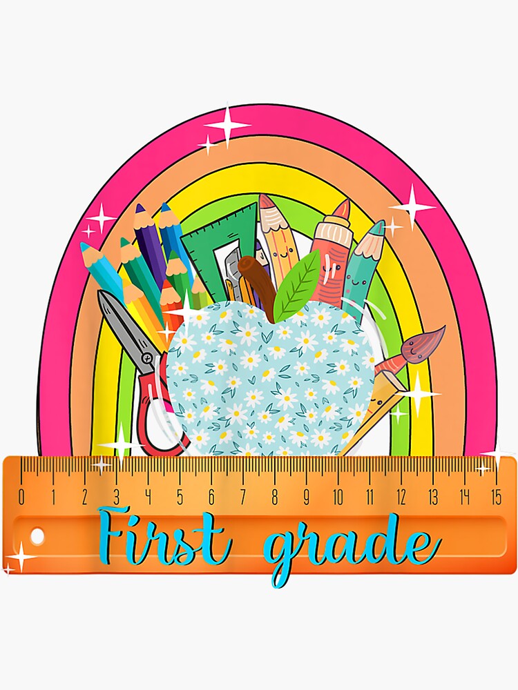 "First Grade Rainbow Girls Boys Teacher Team 1st Grade Squad " Sticker ...