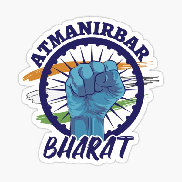 "Atmanirbhar Bharat India Flag Slogan" Sticker for Sale by Kimstored ...