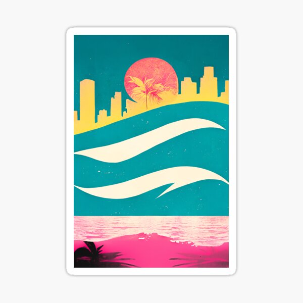 "Miami Sunshine - Waves" Sticker for Sale by MekoAi | Redbubble
