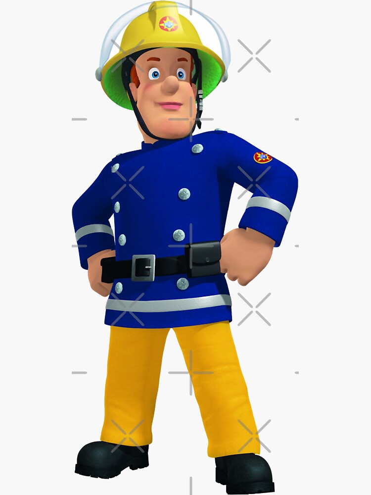 "Mens Best Fireman Children Cartoons Sam Gift For Movie Fans" Sticker ...