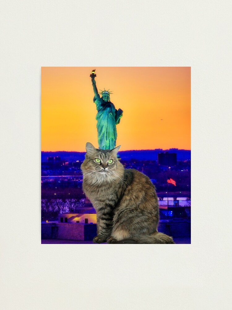 "Surreal photos with giant cats at the statue of liberty in New york ...