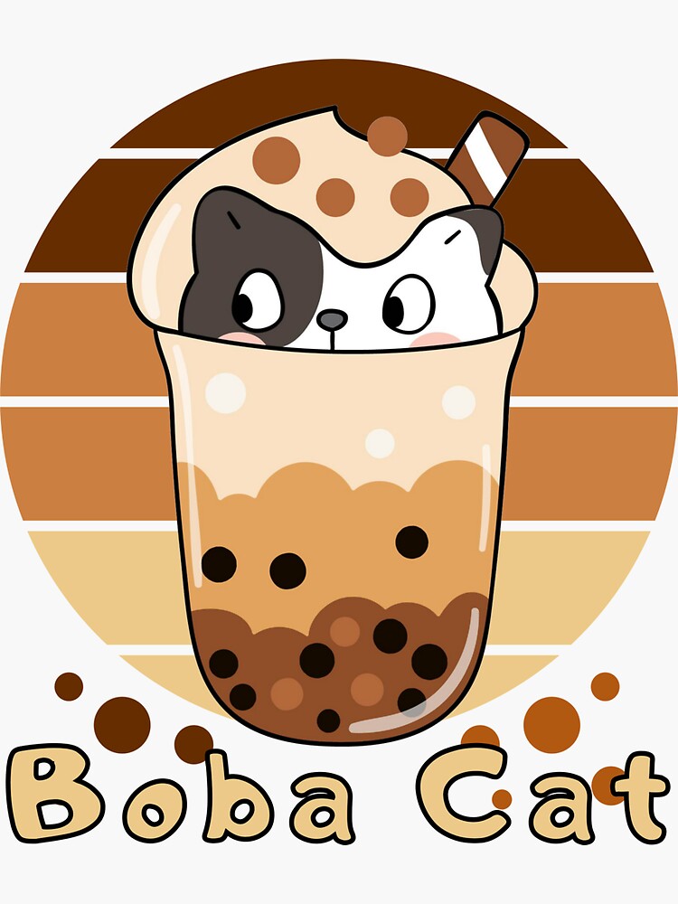 "PoCats Boba Cat Bubble Tea Cat" Sticker for Sale by PoCats | Redbubble