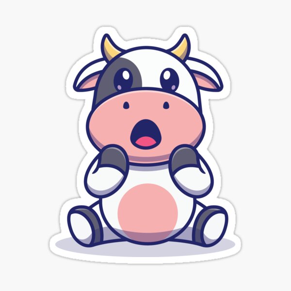 "Cute cow surprised" Sticker for Sale by wwelcome | Redbubble