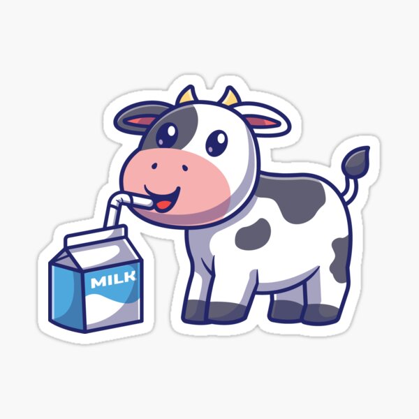 "Cute cow drink milk" Sticker for Sale by wwelcome | Redbubble
