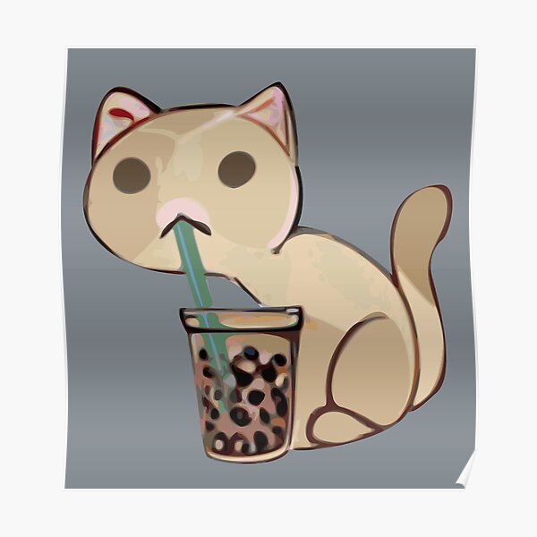 "Kawaii Cat Drinking Boba Tea" Poster for Sale by Mayzidazy | Redbubble