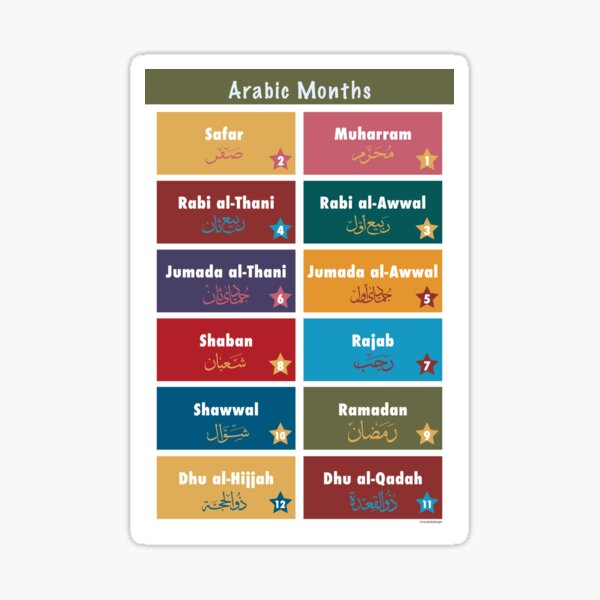 "Arabic 12 Months of the Year for kids" Sticker for Sale by ...