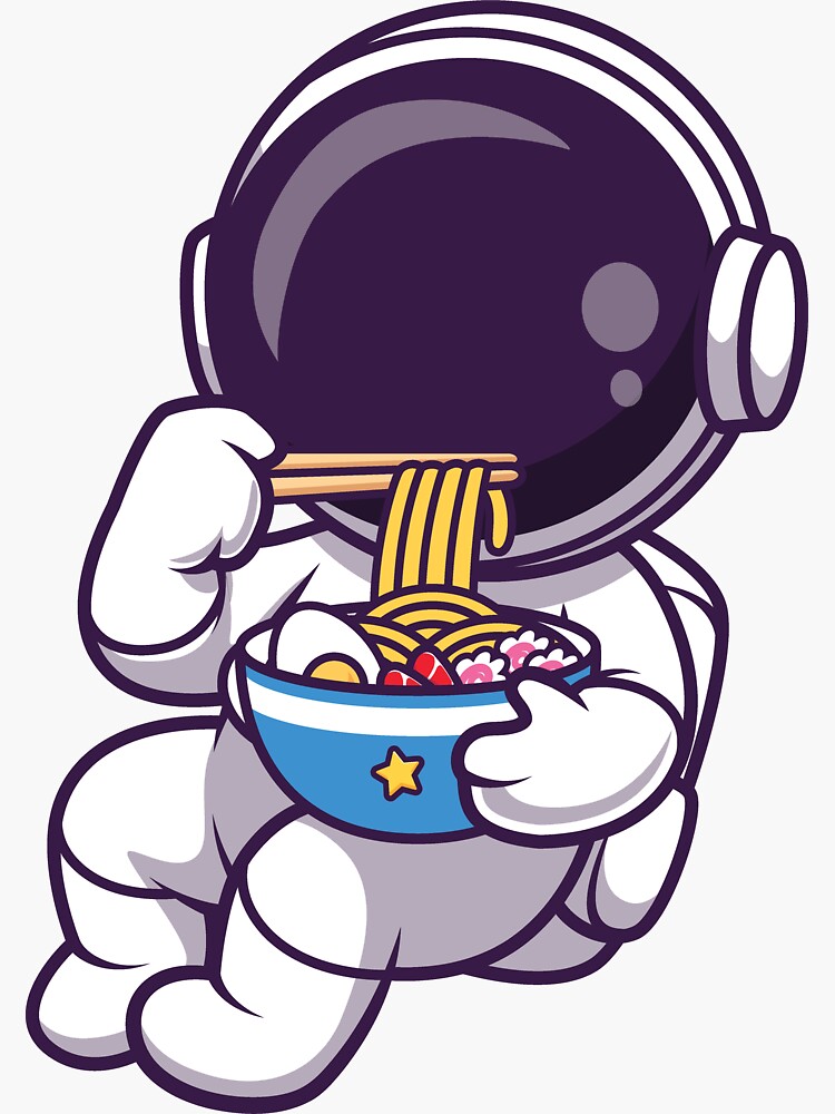 "Cute astronaut eating ramen noodle in space" Sticker for Sale by ...