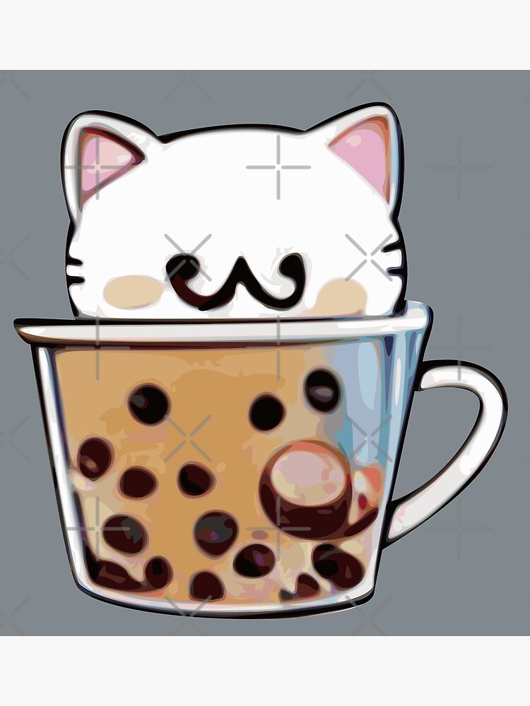 "Kawaii Cat Drinking Boba Tea" Poster for Sale by Mayzidazy | Redbubble