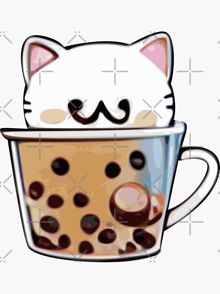 "Kawaii Cat Drinking Boba Tea" Sticker for Sale by Mayzidazy | Redbubble