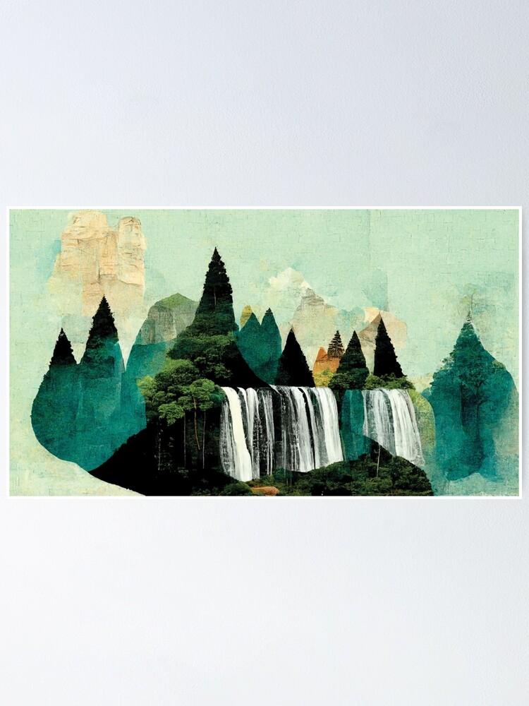 "Waterfalls of the Forest Collage" Poster for Sale by visionaryberry ...