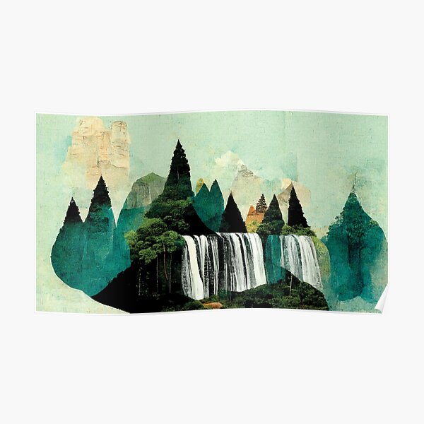 "Waterfalls of the Forest Collage" Poster for Sale by visionaryberry ...