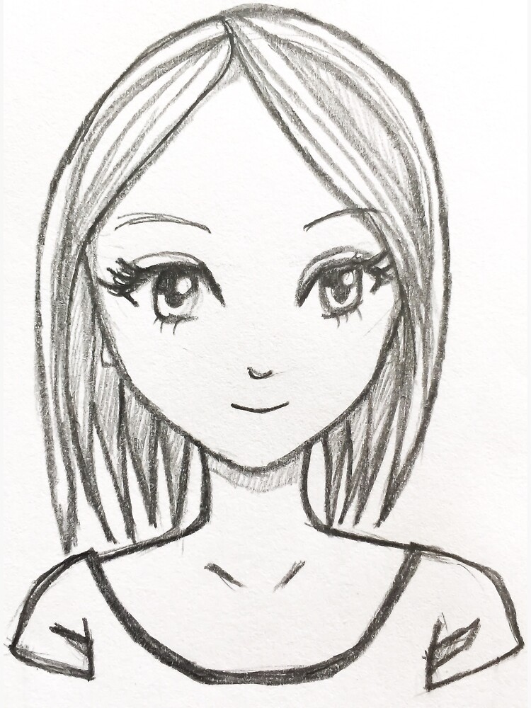 "Manga Girl pencil drawing" Sticker by Angelica-DK | Redbubble