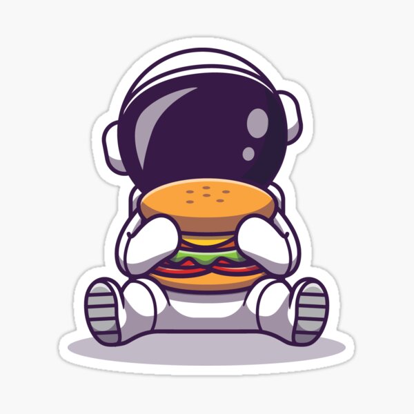 "Cute astronaut eating burger" Sticker for Sale by wwelcome | Redbubble