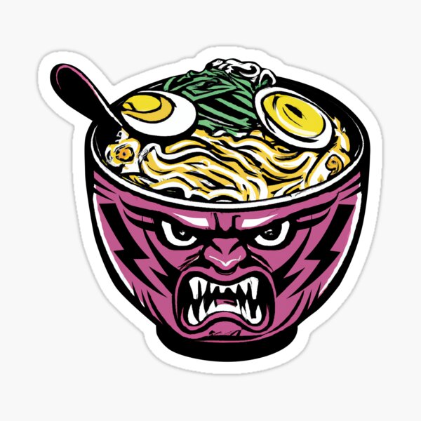 "Angry Ramen Pink Bowl" Sticker for Sale by TimYe | Redbubble